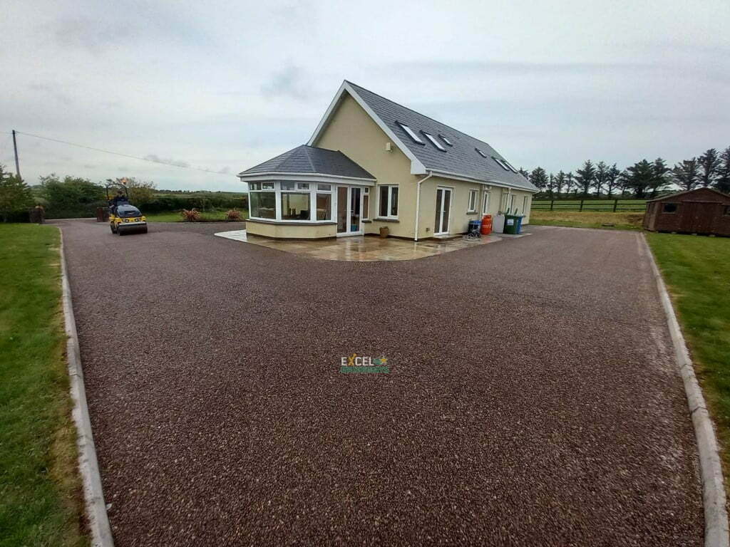 Tar and Chip Driveway with Indian Sandstone Pathways and Patio in ...