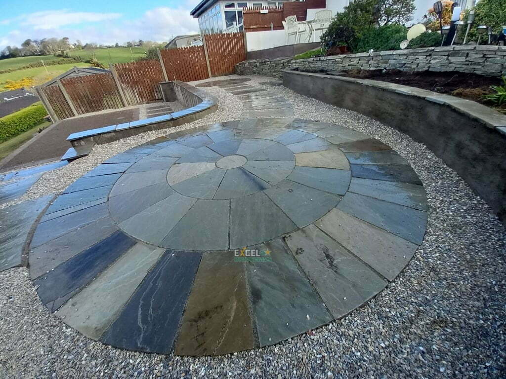 Multi-Tiered Indian Sandstone Patio in Minane Bridge, Co. Cork - Excel ...