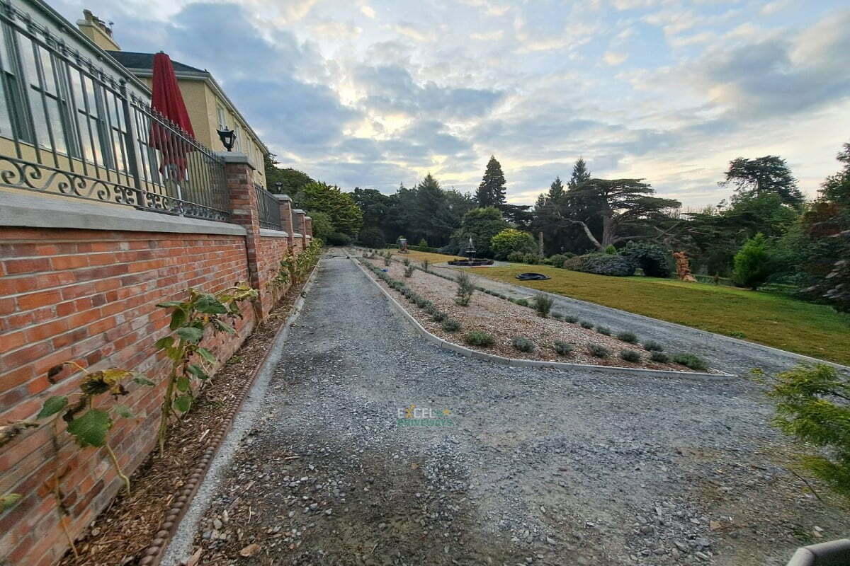 Tar and Chip Driveway, Limestone Slabbed Steps and Porcelain Patio in ...