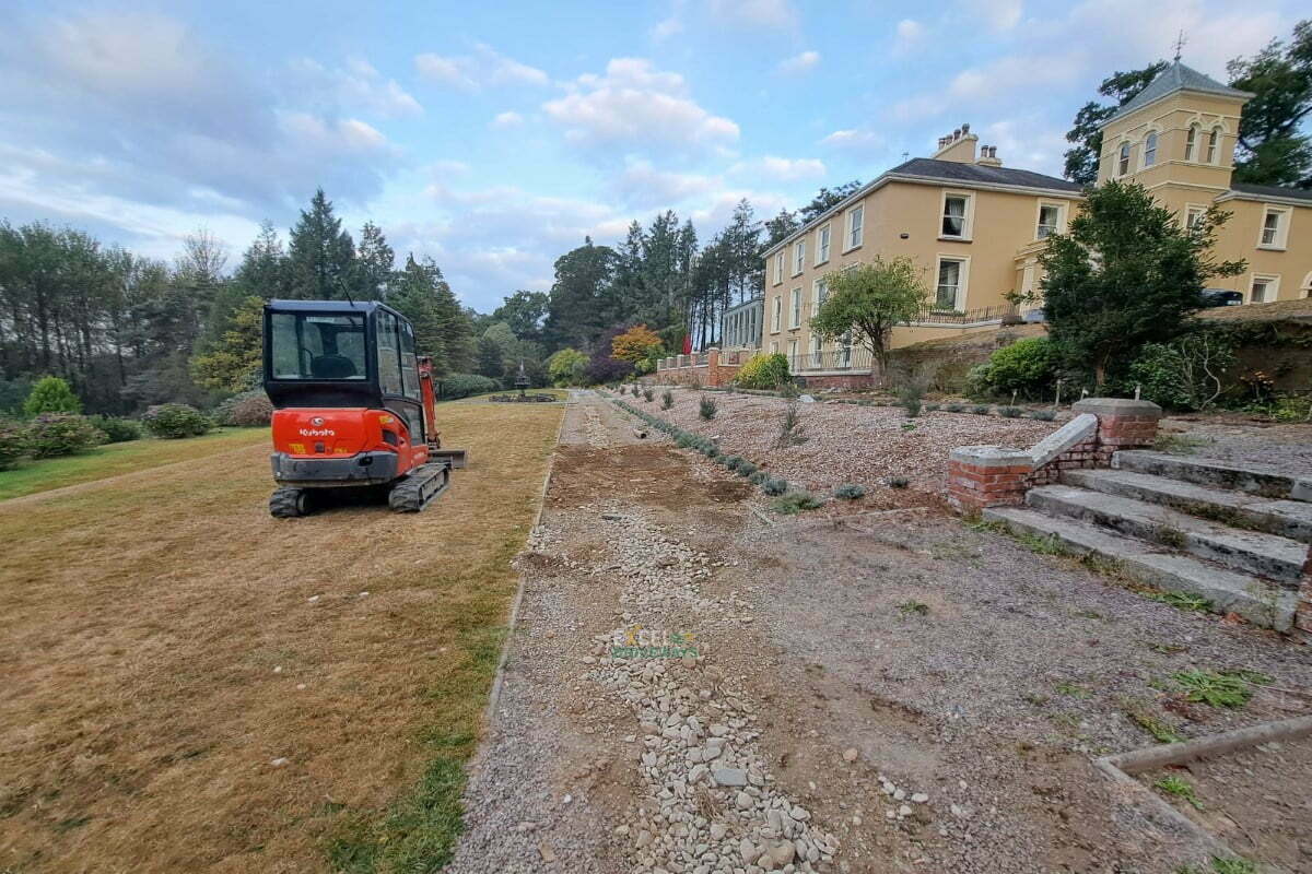 Tar and Chip Driveway, Limestone Slabbed Steps and Porcelain Patio in ...