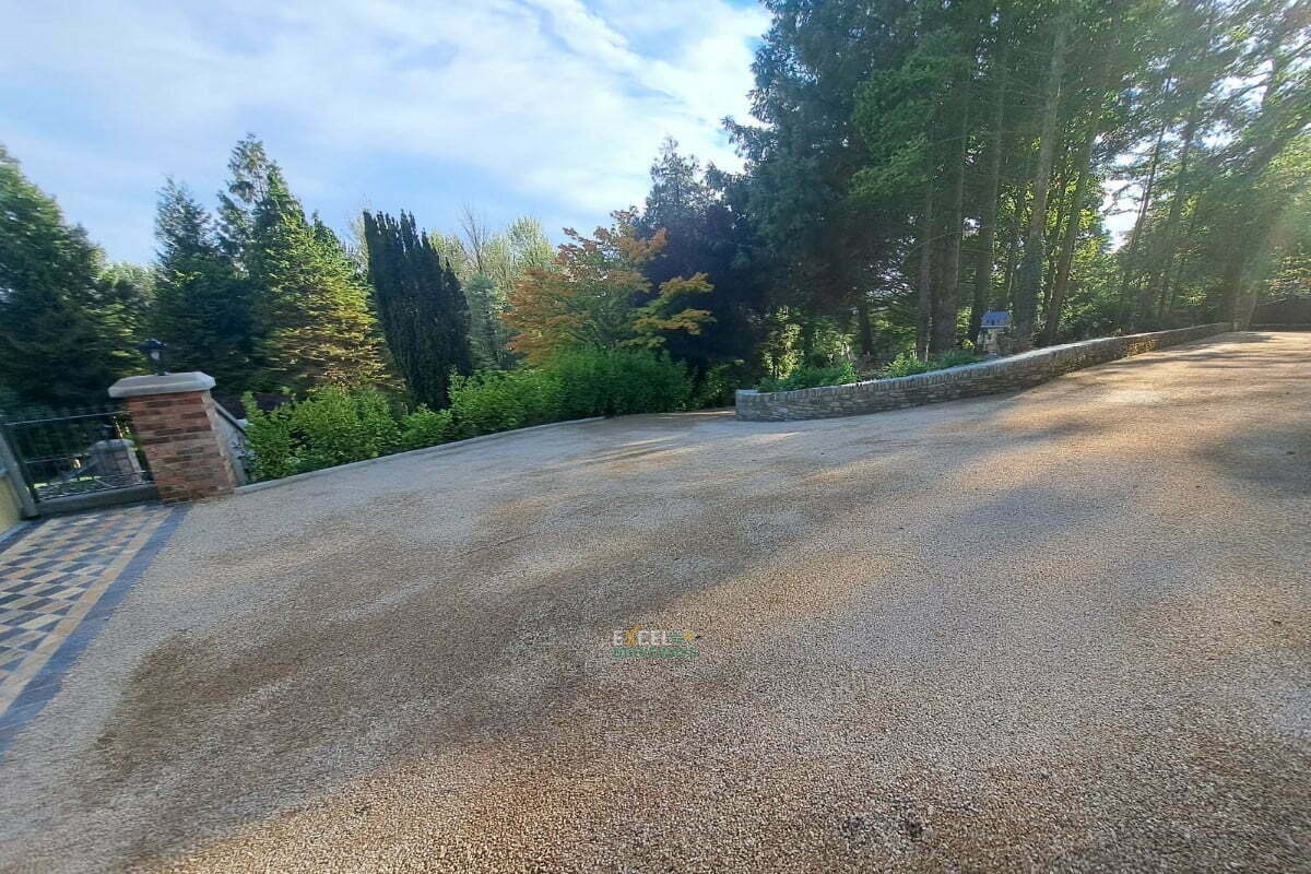 Tar and Chip Driveway, Limestone Slabbed Steps and Porcelain Patio in ...