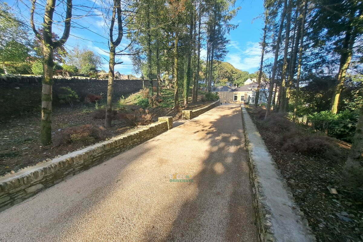 Tar and Chip Driveway, Limestone Slabbed Steps and Porcelain Patio in ...