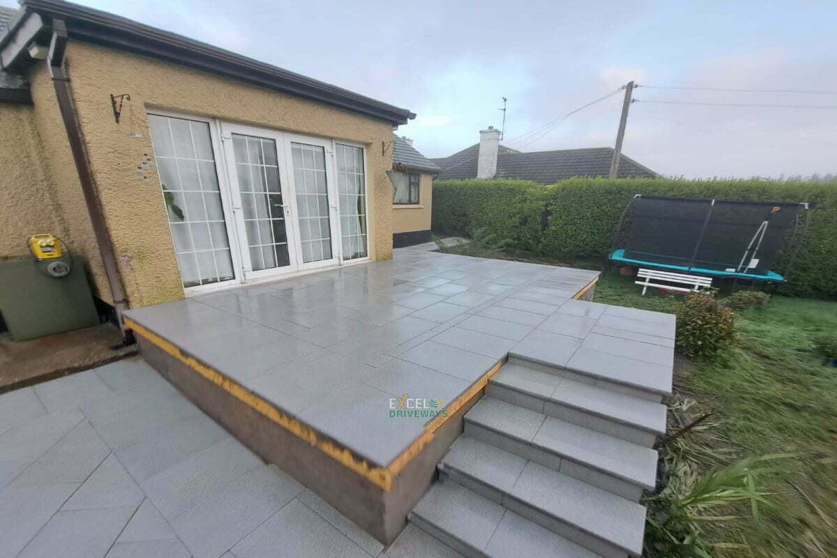 Patio with Raised Terrace and Steps in Cork City - Excel Driveways
