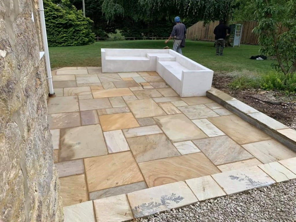 Indian Sandstone Patio with Concrete Seating Area in Cork City - Excel ...