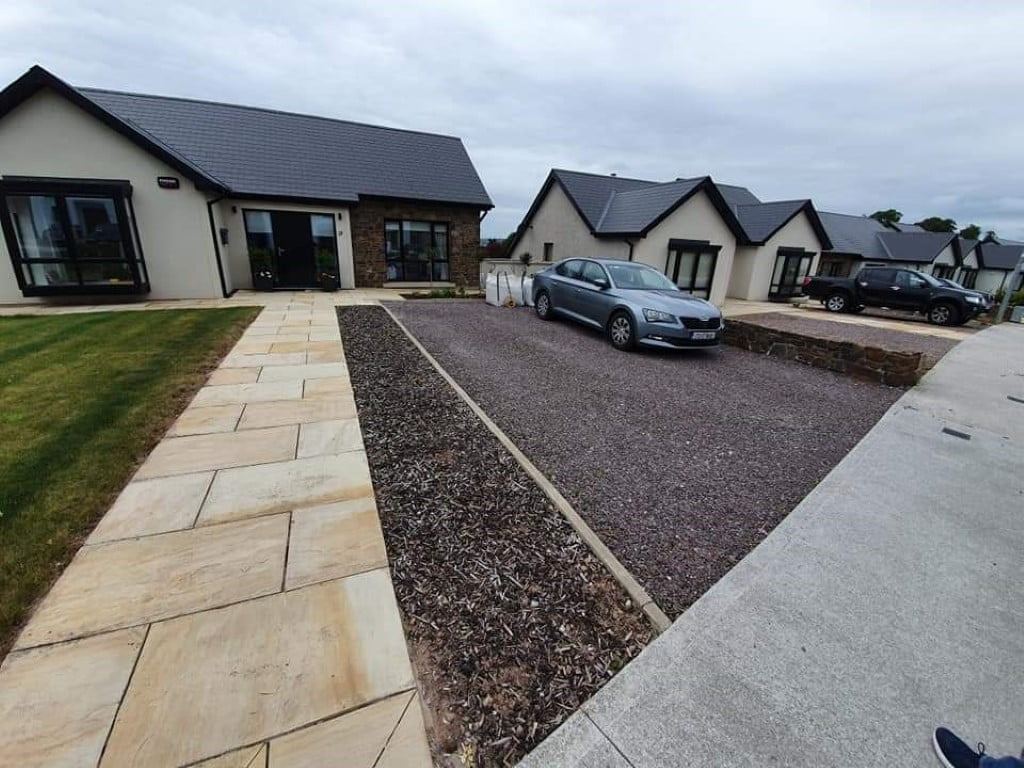 SMA Driveway with Sandstone Pathway in Douglas, Cork - Excel Driveways